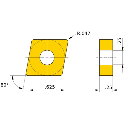 CNMG 543 RK MC5005, 1.2 mm Corner Radius, 6.35 mm Thick, 15.875 mm ...
